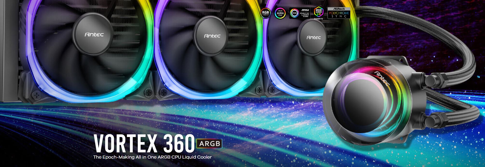 Antec VORTEX 360mm ARGB AIO Liquid CPU Cooler ARGB Controller, EPDM Hi – VTech Industries