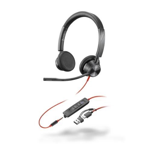 HP POLY BLACKWIRE 3325 STEREO MIC ROSOFT TEAMS CERTIFIED USB-C H EADSE ...