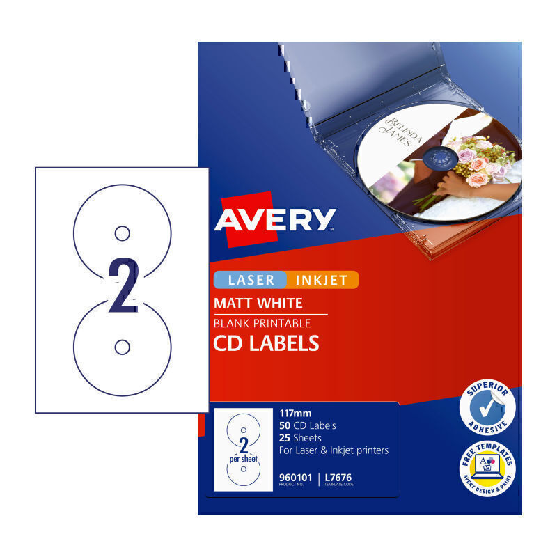 Avery LIP Label CD/DVD L7676 Box of 50 - 960101 – VTech Industries