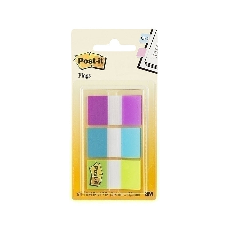 Post-It Flags Bright Colours 25 x 43mm 3-Pack - Box of 6 - 7010384953 ...