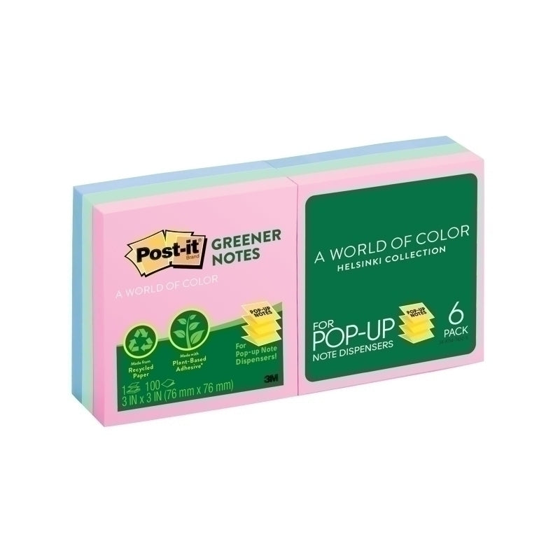 Post-It Greener Pop-up Notes Pastel 76 x 76mm 6-Pack - 7100230178 ...