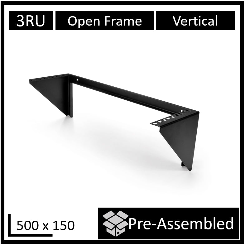 LDR Open Frame 3U Vertical Wall Mount Frame (500mm x 150mm) - Black Me ...